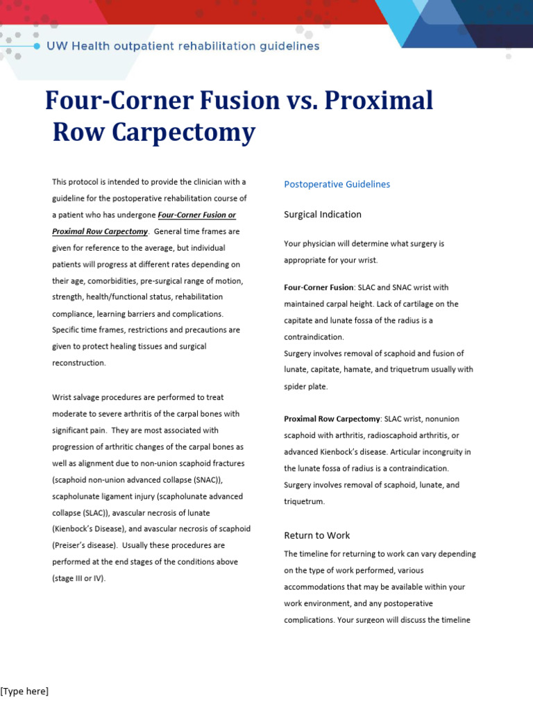 Four-Corner Fusion and PRC Protocol | PDF | Musculoskeletal System | Joints