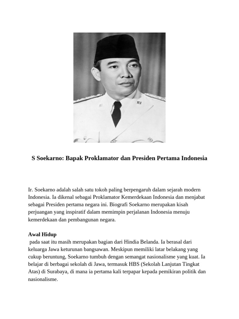 Biografi Soekarno: Proklamator Indonesia | PDF