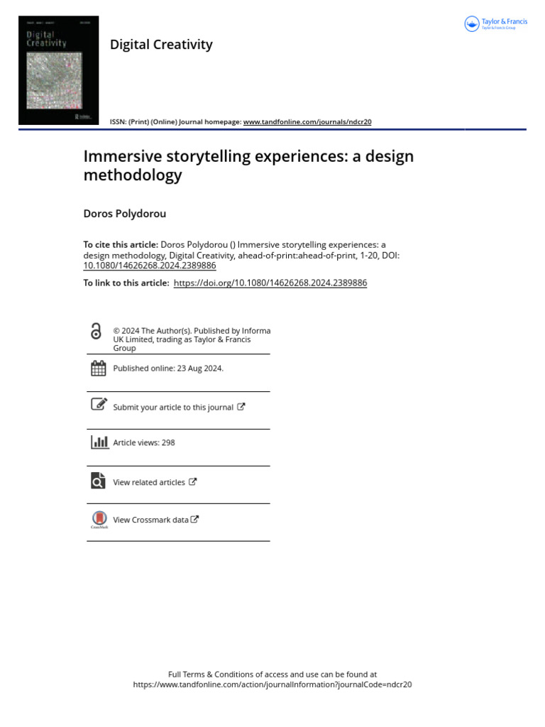 Immersive Storytelling Experiences A Design Methodology | PDF | Virtual ...