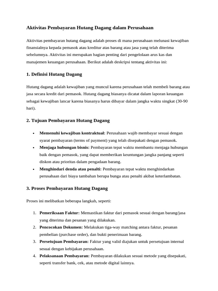Proses Pembayaran Hutang Dagang Perusahaan | PDF