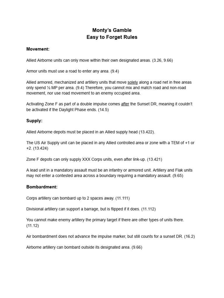 Montys Gamble - Easy To Forget Rules | PDF