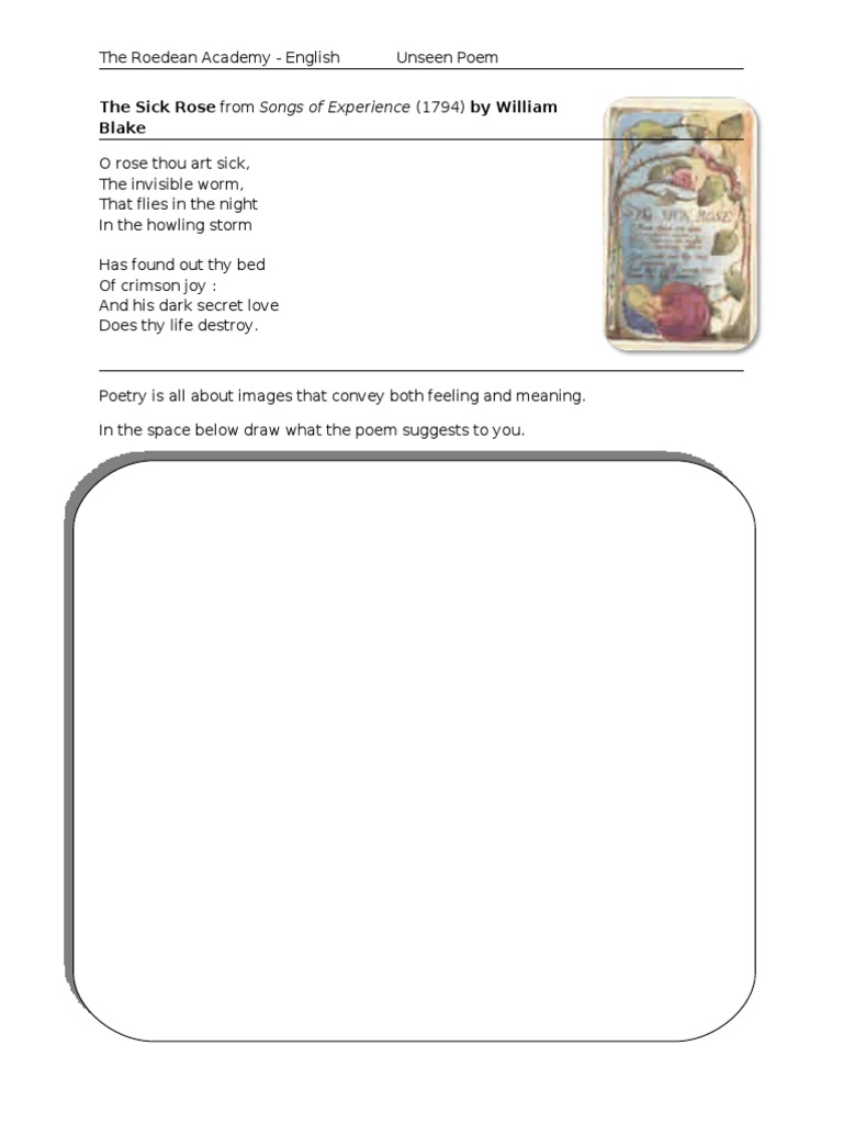 Analysis of Blake's "The Sick Rose" | PDF | Poetry