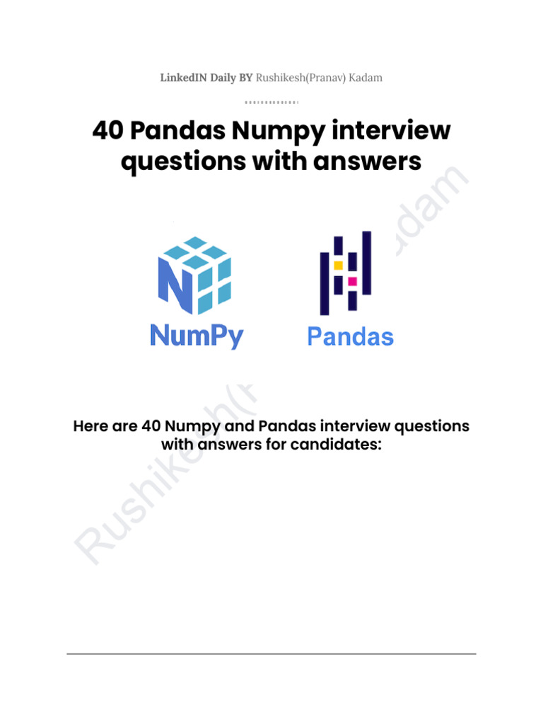 40 NumPy and Pandas Interview Questions With Answers 1740141557 | PDF ...