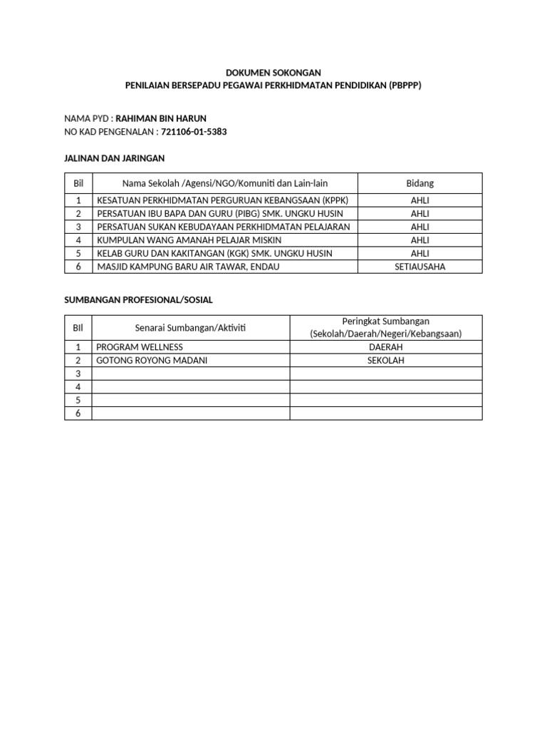 Dokumen Sokongan Bagi Jaringan Dan Jalinan (2) | PDF