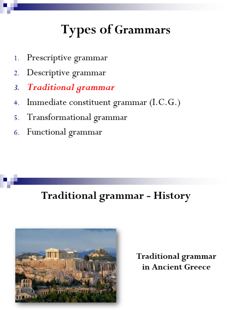 Traditional Grammar - Slides | PDF | Part Of Speech | Grammar