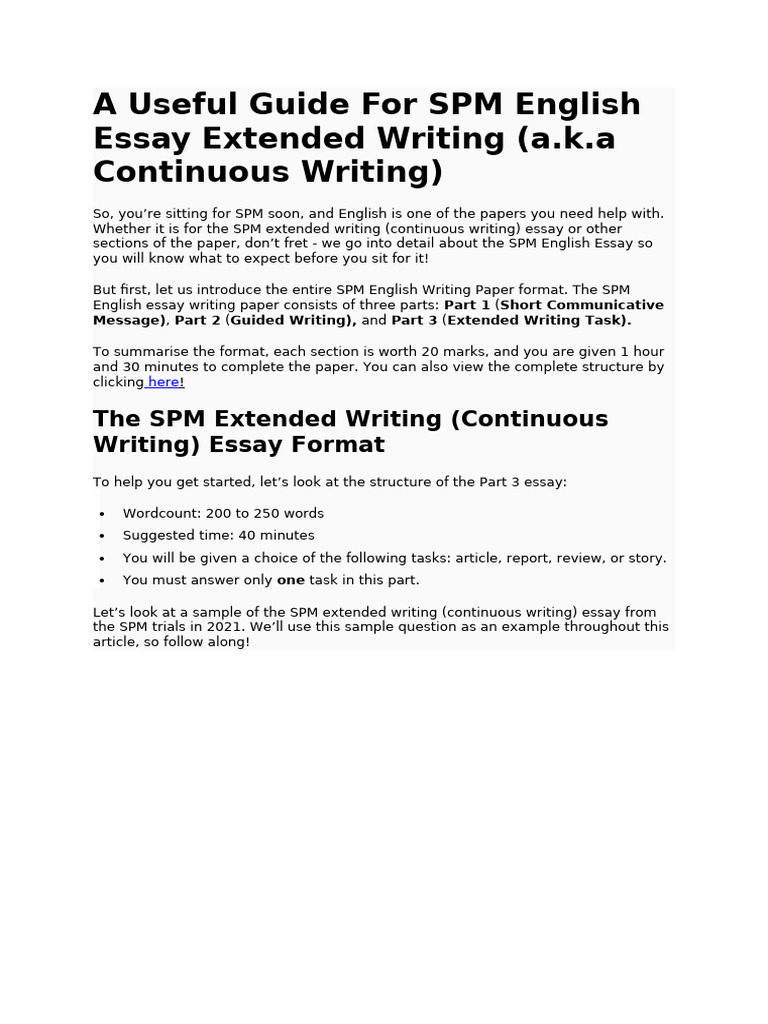 A Useful Guide For SPM English Essay Extended Writing | PDF | Cafeteria ...