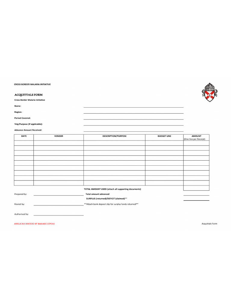 Acquittals Form | PDF