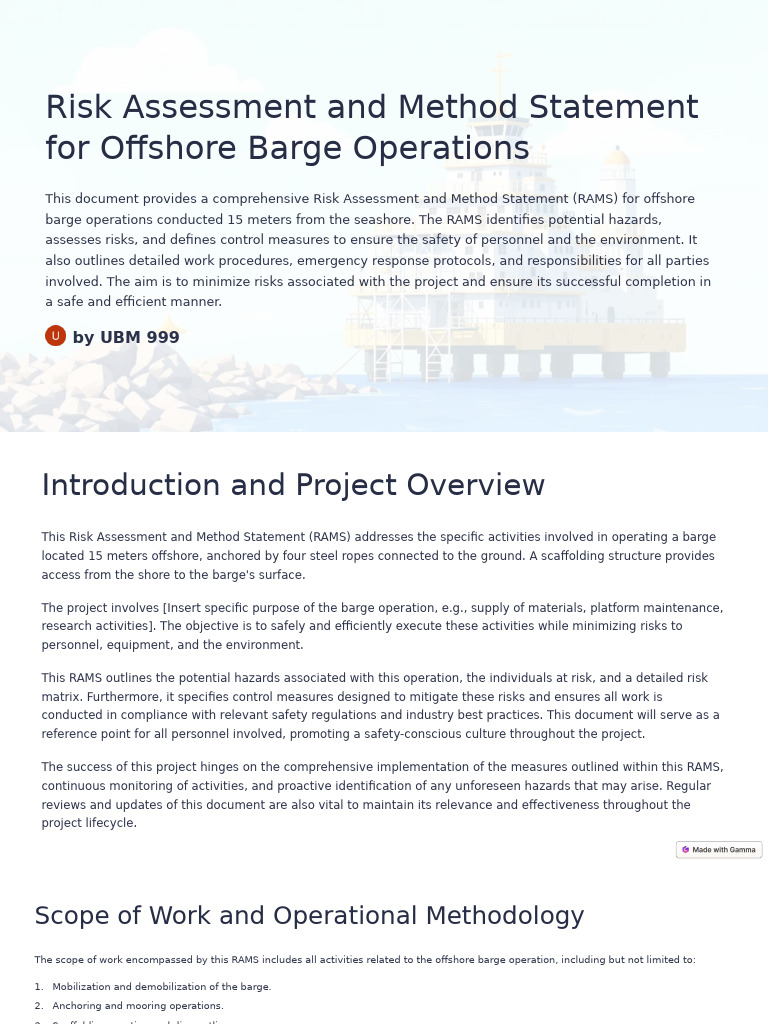 Offshore Barge Operations Risk Assessment | PDF | Risk Assessment | Risk