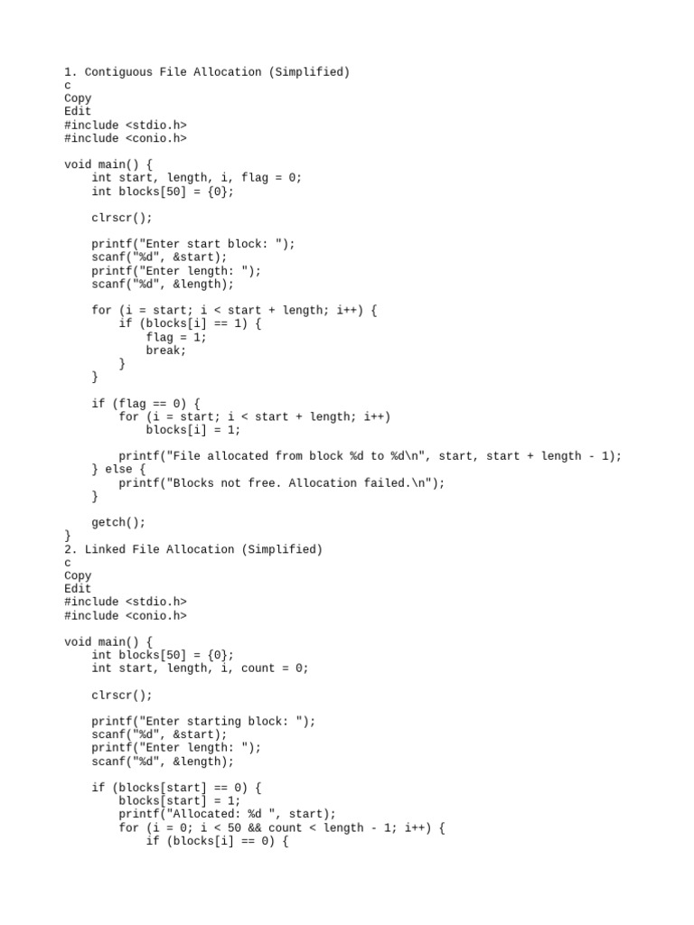 File Allocation Methods in C | PDF
