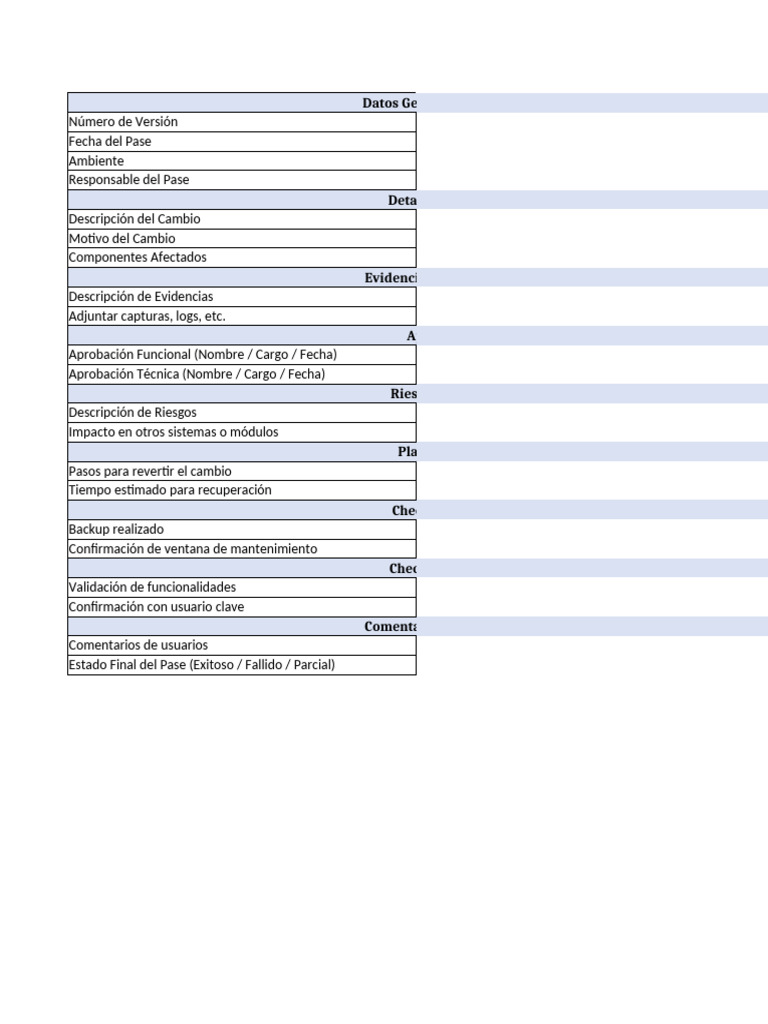 Plantilla Pase Produccion UAT Formato | PDF