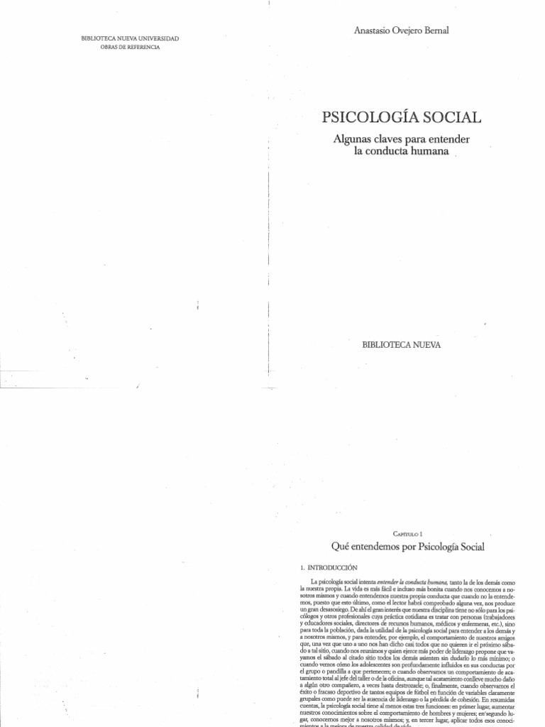 OVEJERO BERNAL ANATASIO (2010) Cap. 1 Que Entendemos Por Psicología ...