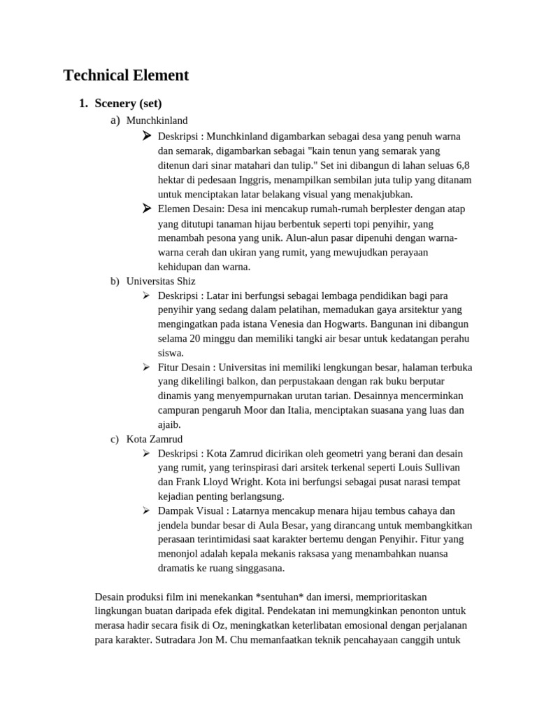 Analisis Film Wicked (Technical Element) | PDF