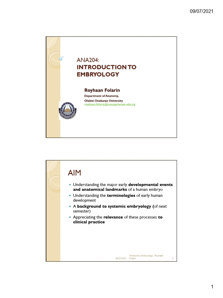 Reproductive Systems - Embryology Intro ANA201 | PDF | Uterus ...
