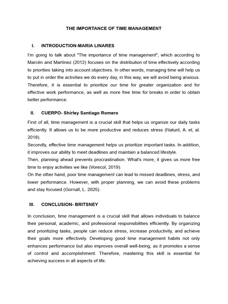 Room 7-The Importance of Time Management | PDF | Time Management ...