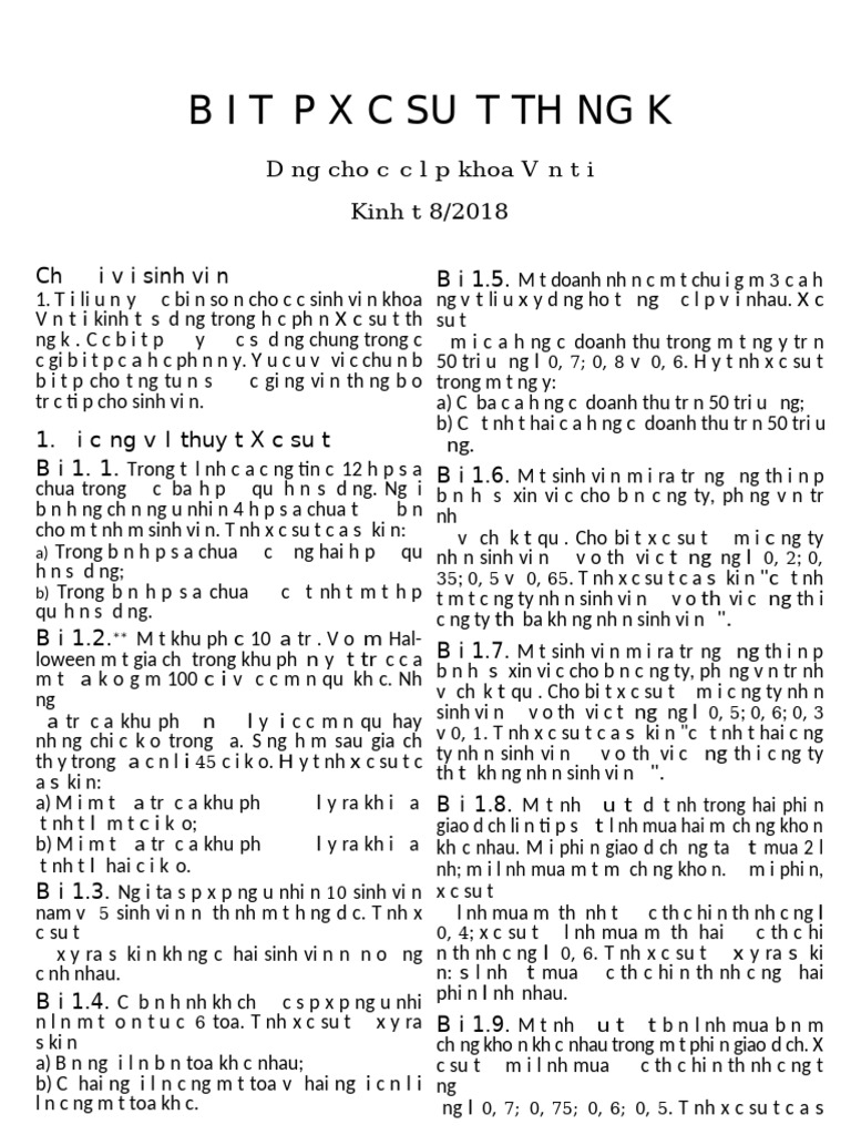 baitapXS Kinhte 2018 | PDF