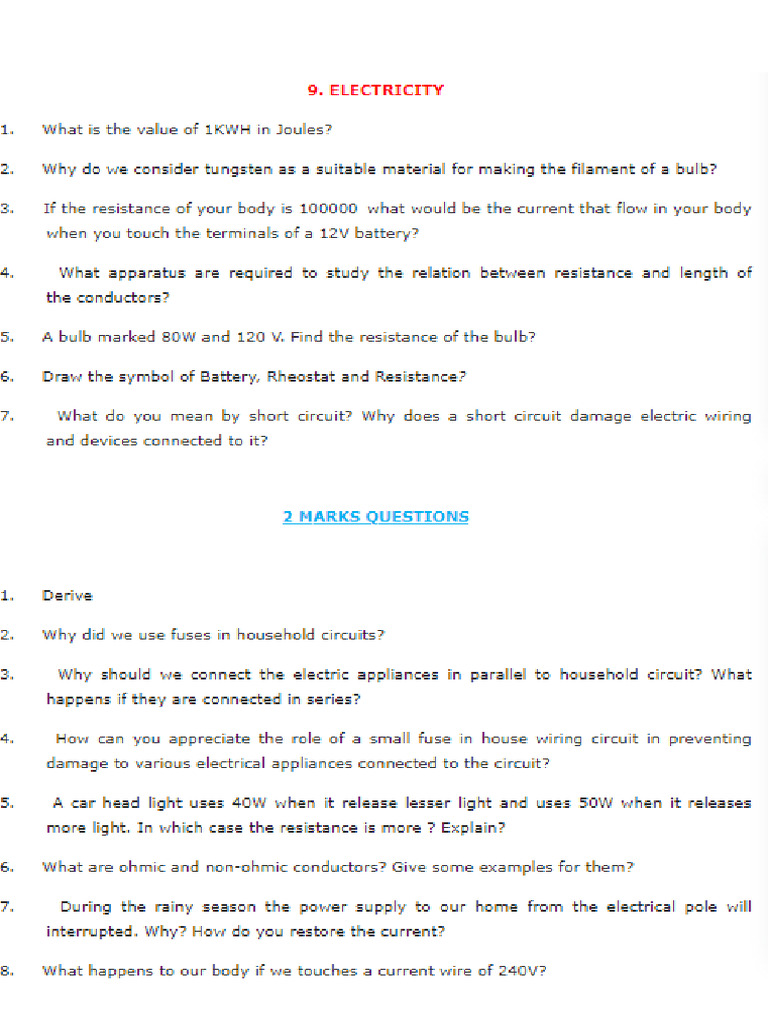 AP Board Solutions Class 10 Physics Important Questions | PDF