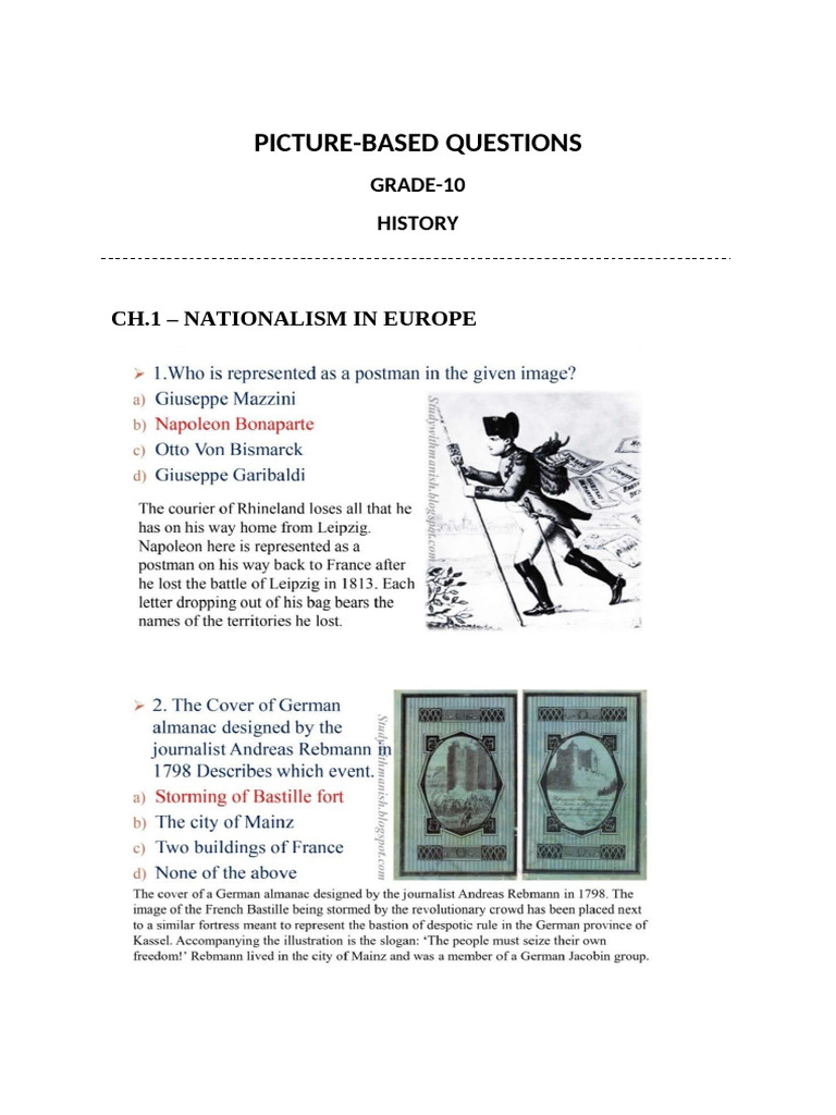 Social PICTURE-BASED QUESTIONS, HISTORY, GRADE-10-1 | PDF
