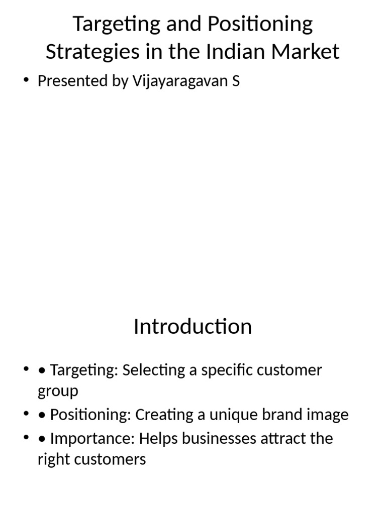 Targeting & Positioning in India | PDF