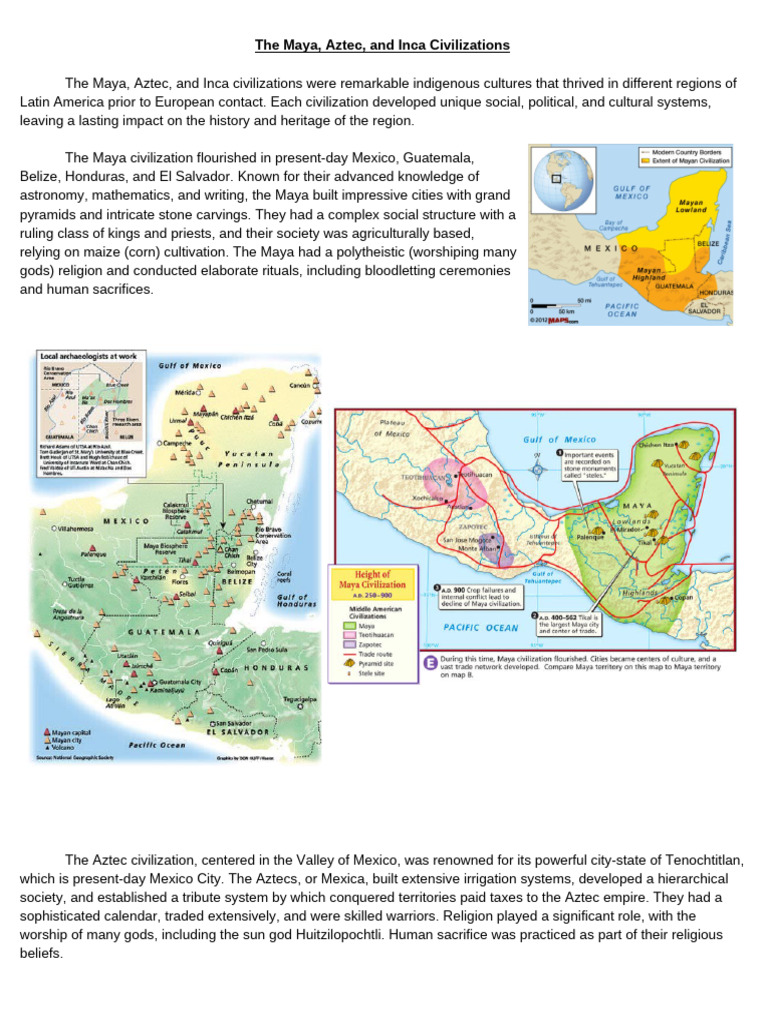 Overview of Maya, Aztec, and Inca Cultures | PDF | Inca Empire | Maya ...