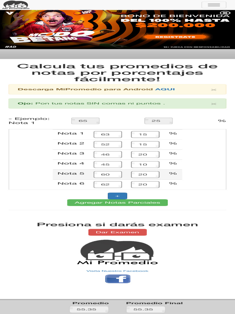 Mi Promedio - Promedio de Notas | PDF