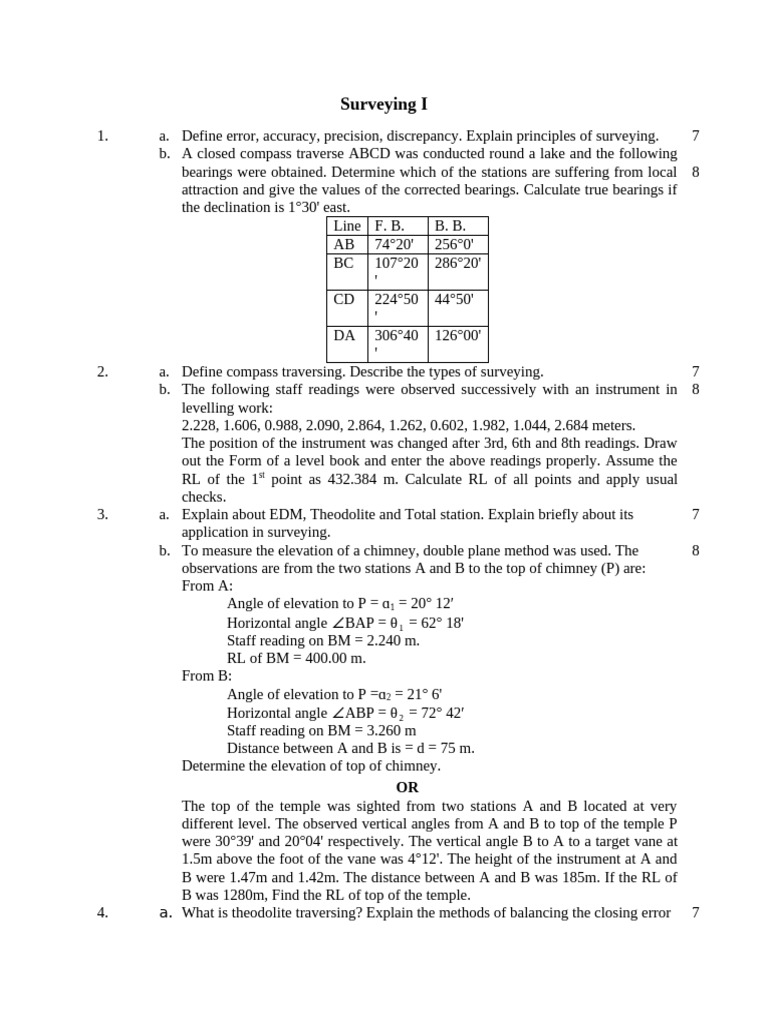 Surveying Principles and Techniques Guide | PDF | Surveying | Geometric ...