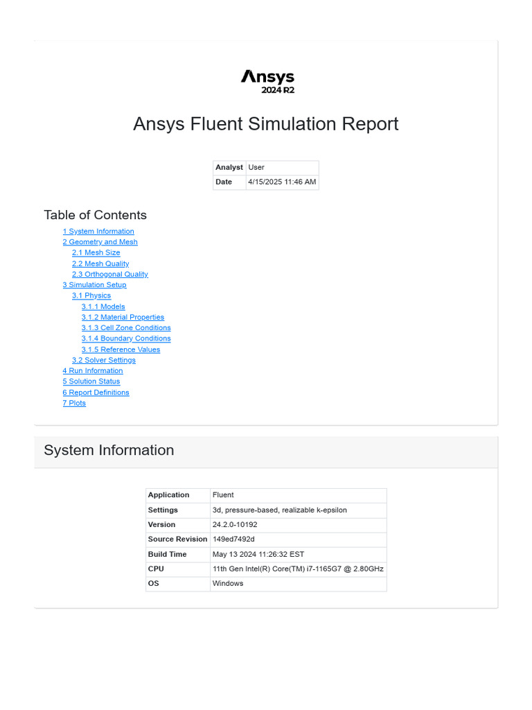 Ansys_Fluent_Simulation_Report | PDF | Turbulence | Viscosity