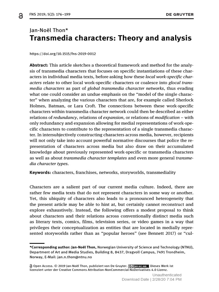 Transmedia Characters Theory and Analysis | PDF | Sherlock Holmes | Batman