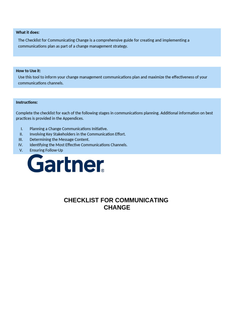 5 3 Change Communication Checklist | PDF | Communication | Information