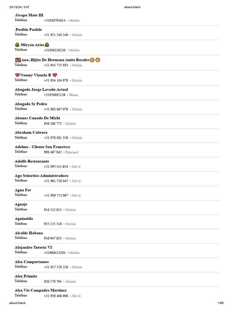 Contactos Perdidos Cel Elva | PDF