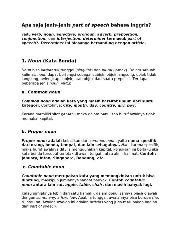 Part of Speech Tugas Miss Mawar | PDF