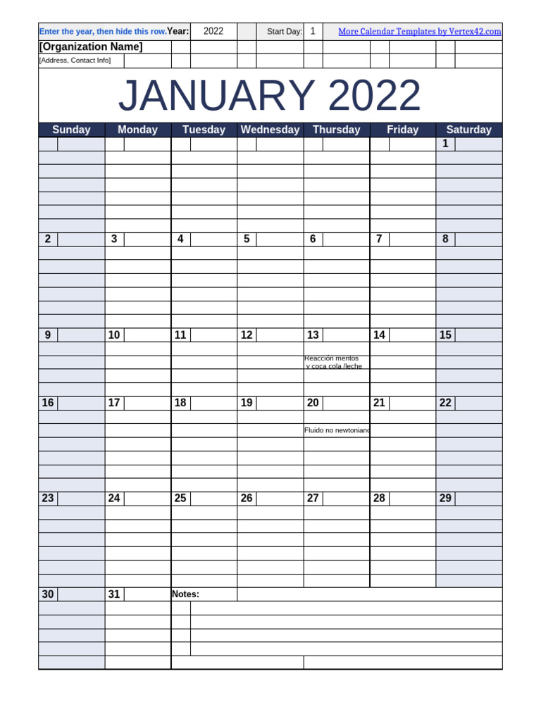 Monthly Calendar - Portrait | PDF