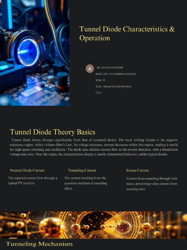 Tunnel Diode Characteristics and Operation | PDF