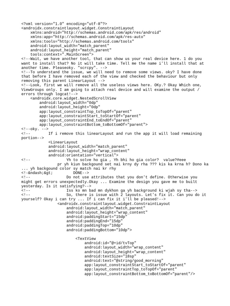 NestedScrollView Layout Example | PDF