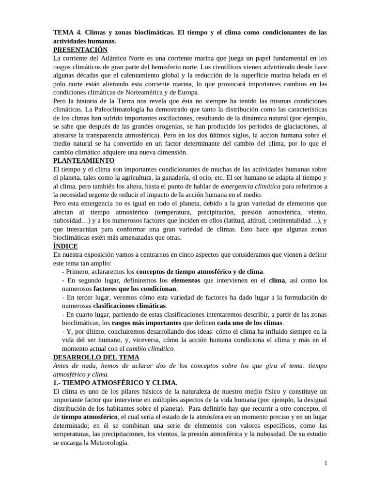 Tema 4 - Los Climas | PDF | Clima | Herida