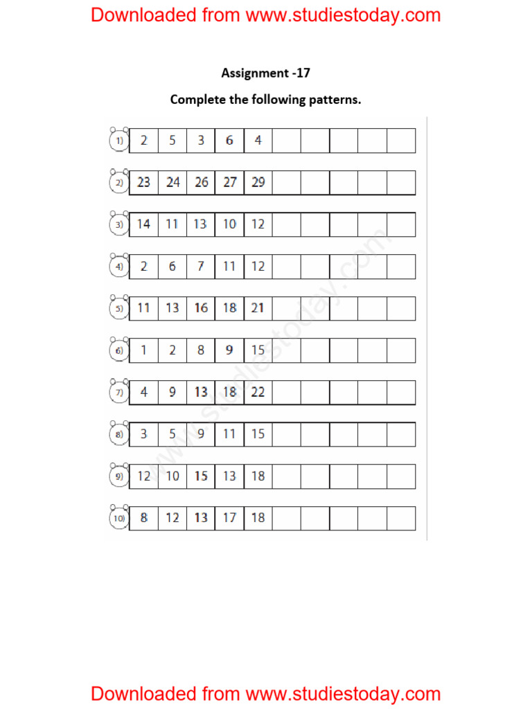 CBSE Class 4 Maths Complete Patterns Worksheet | PDF