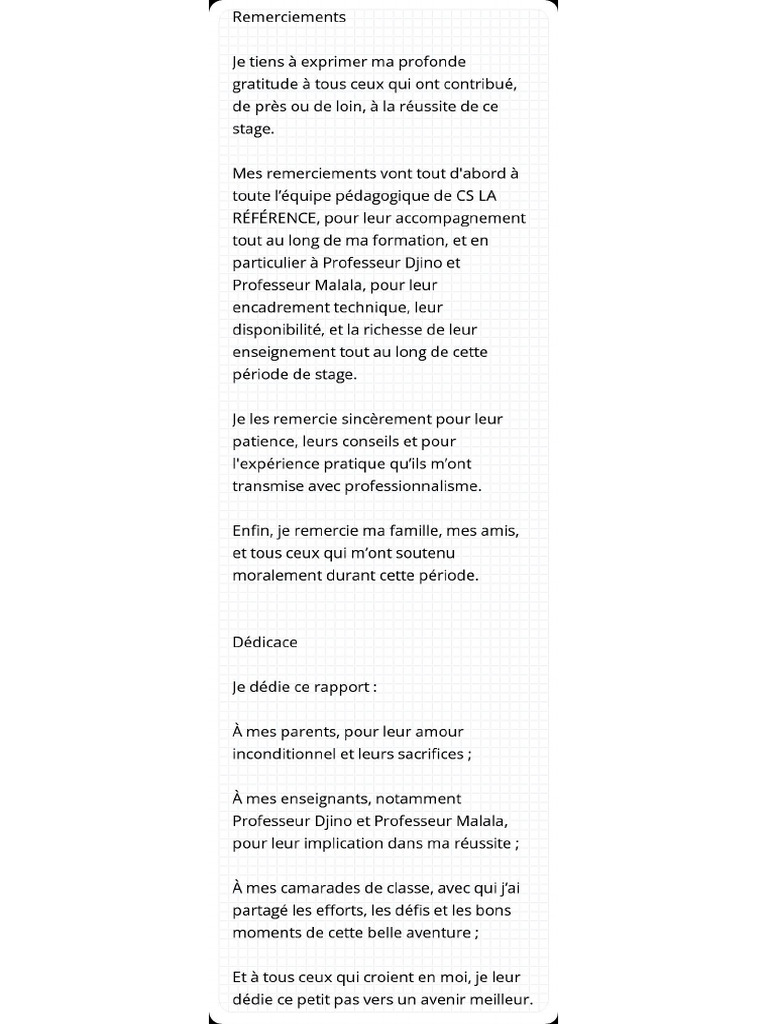 Remerciement Stage | PDF