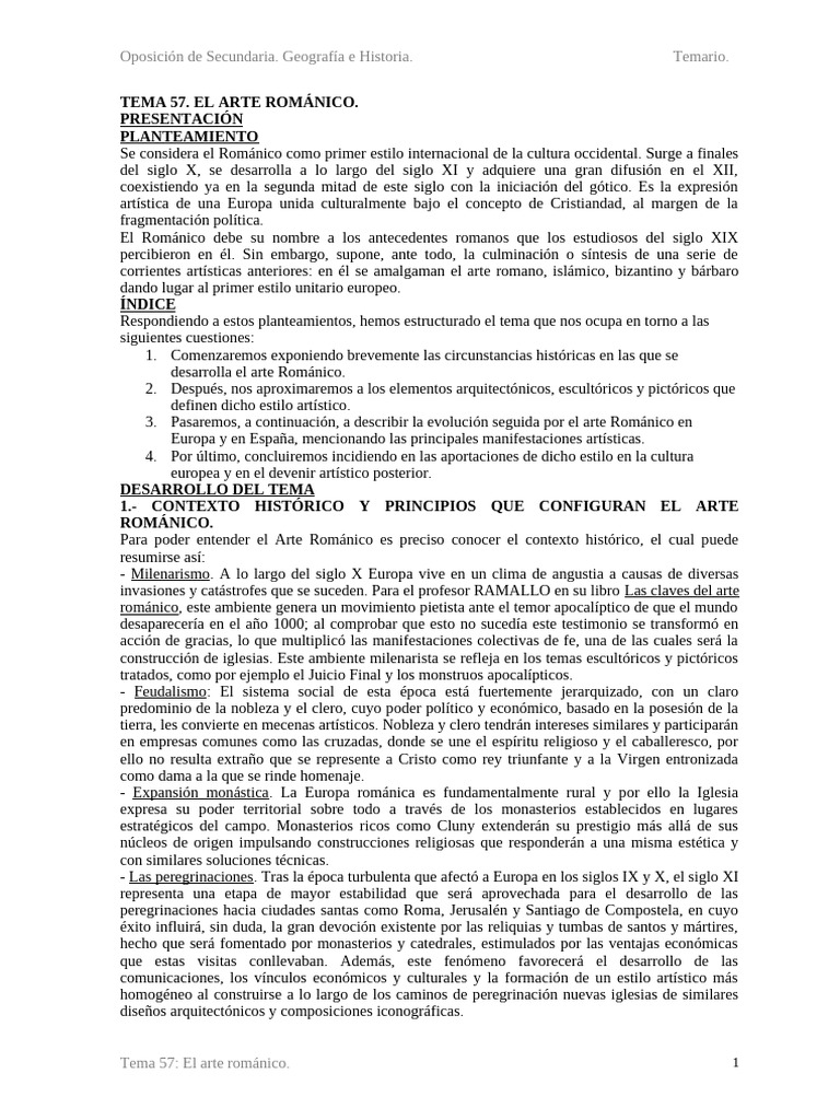 Tema 57 Arte Románico | PDF | Iglesia (edificio) | Diseño arquitectonico