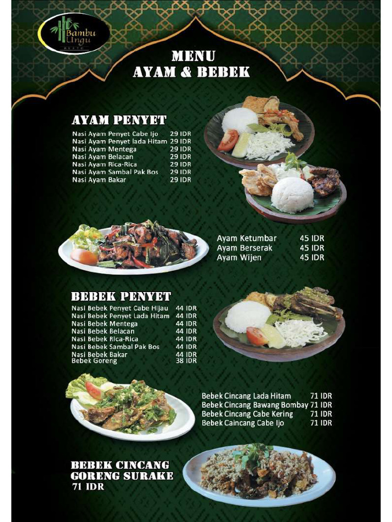 Menu Bambu Unggu | PDF