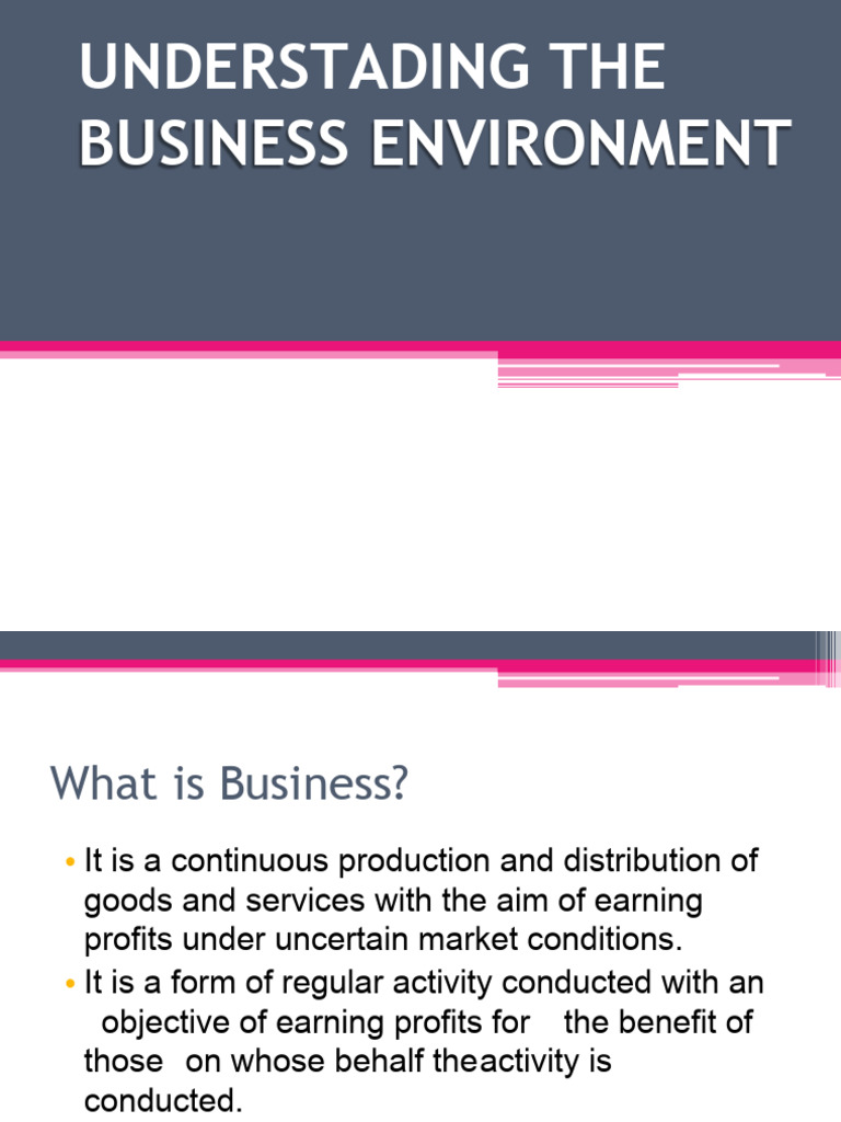 Understanding the Business Environment (1) | PDF | Business | Natural ...