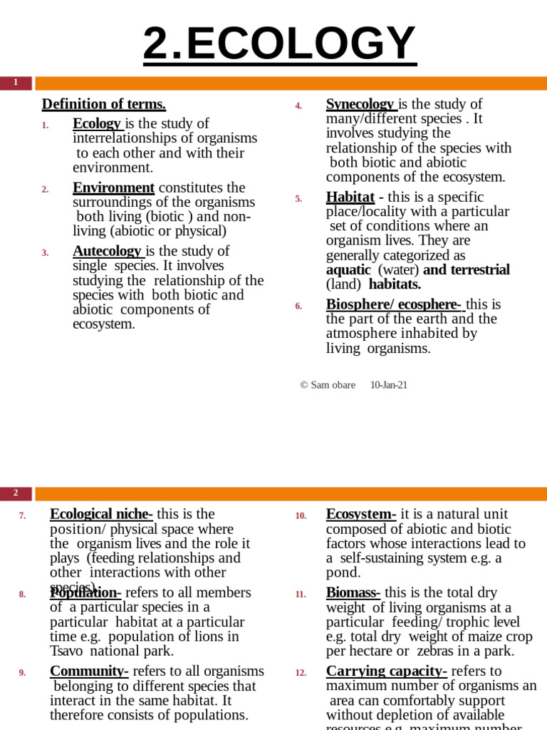 2. Ecology Notes | PDF | Food Web | Ecosystem