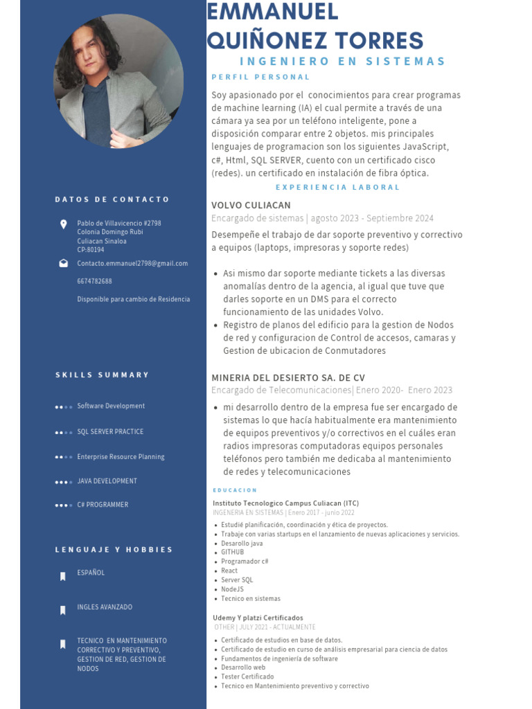 CurriculumVitae - PDF 2024 10 11 | PDF | Ingeniería de software ...