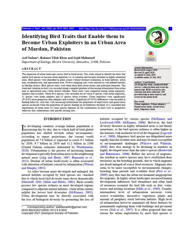 Identifying Bird Traits | PDF | Ecology | Natural Environment