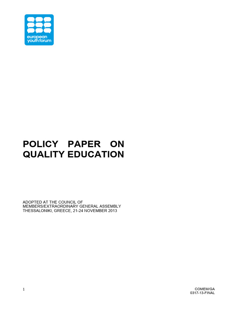 0317-13 Policy Paper Quality Education Final Withexsum11 | PDF ...