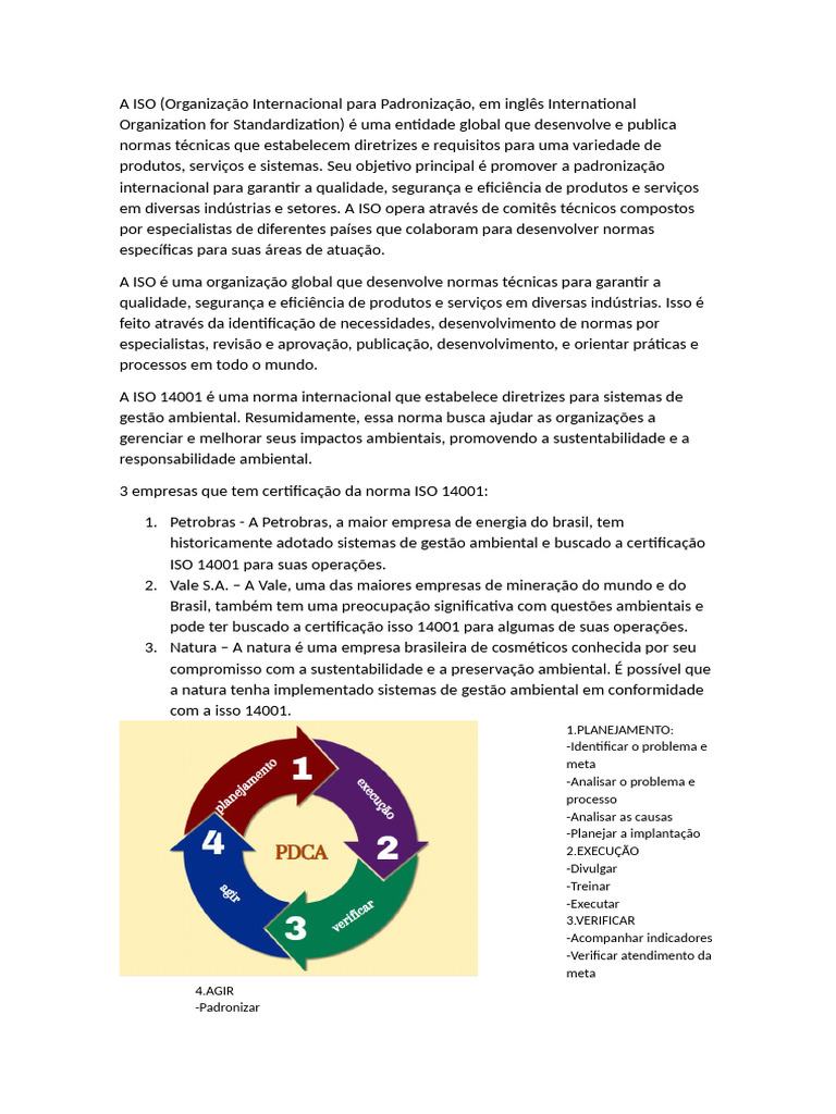 Trabalho de Sms Sobre Iso e Processo PDCA | PDF | Desenvolvimento ágil ...