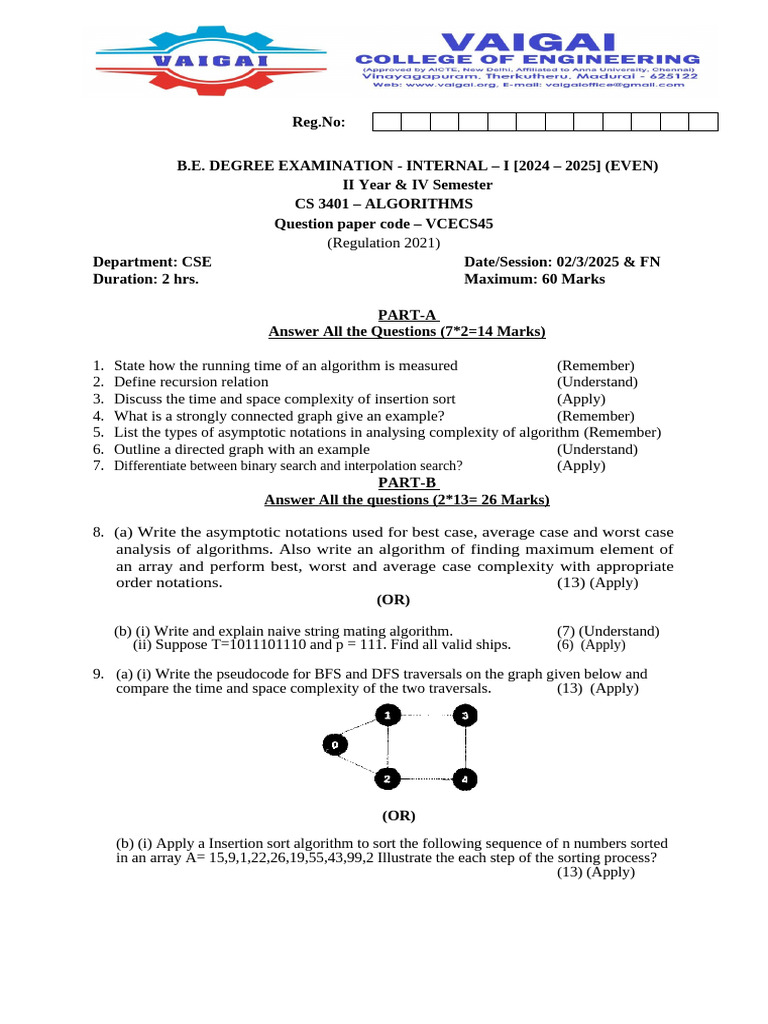 ALG Internal-1 QP | PDF | Applied Mathematics | Algorithms