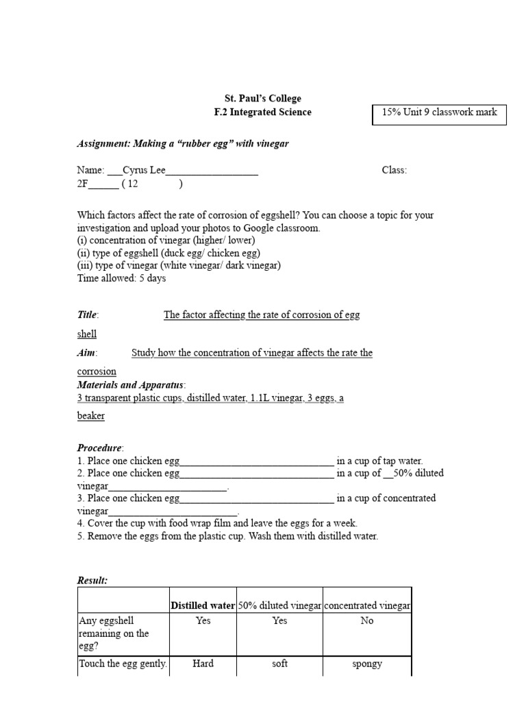Fung Tok LEE - 「Making “Rubber Egg” With Vinegar Worksheet | PDF ...