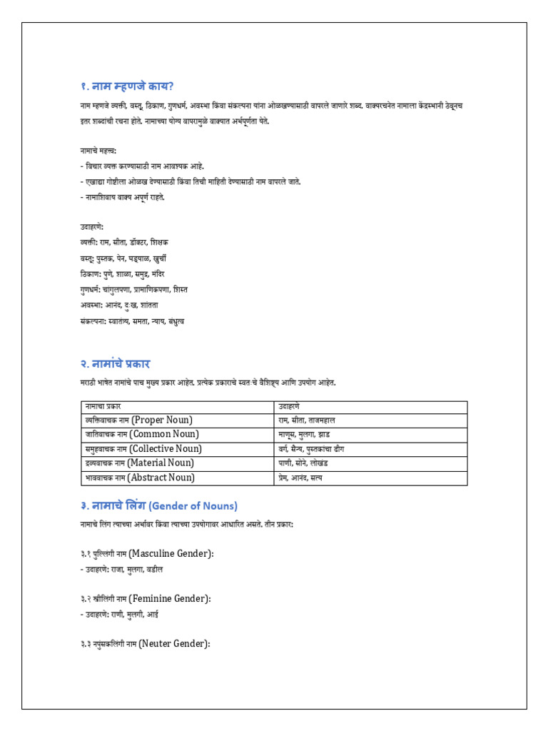 Marathi Grammer - Sample | PDF