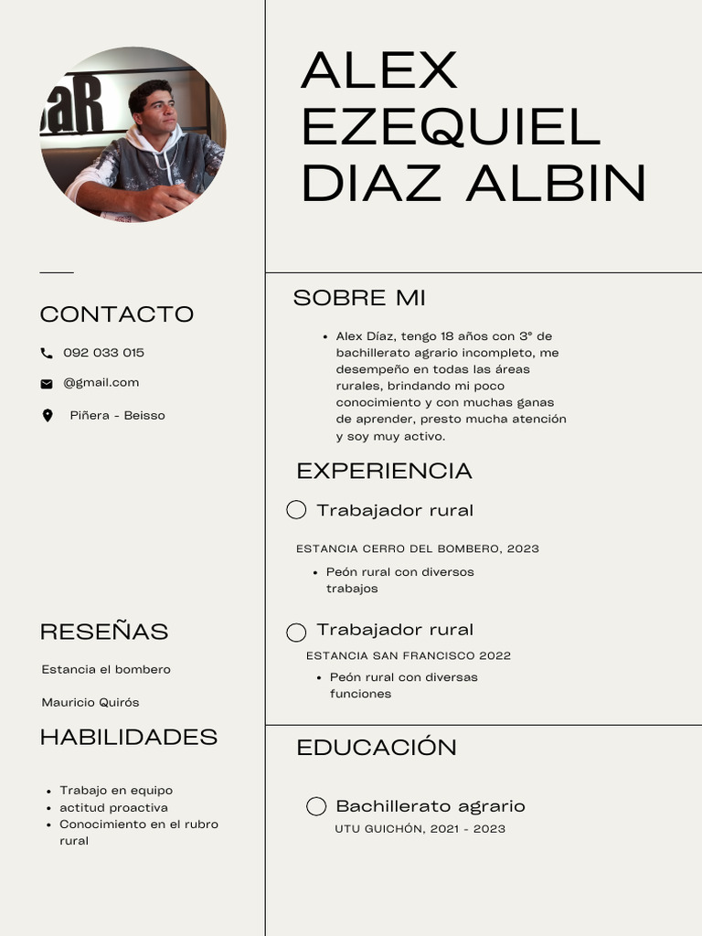 Currículum Profesional Contadora Minimalista Beige y Negro (2) | PDF