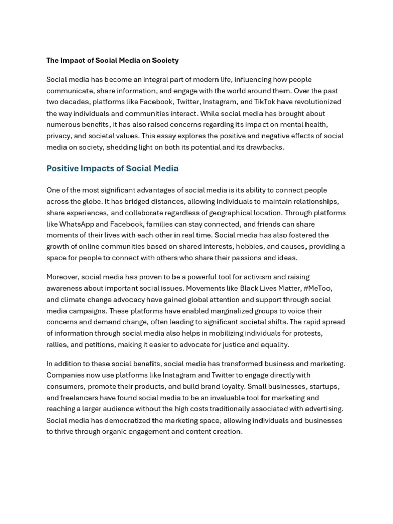 Social Media's Societal Impact Explained | PDF | Social Media | Popular ...