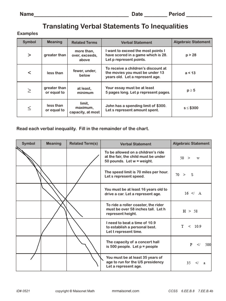 Logan Birr - Translating Inequalities Statements | PDF